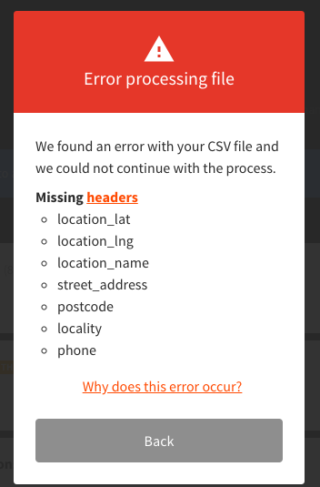 Missing or invalid headers when importing a file
