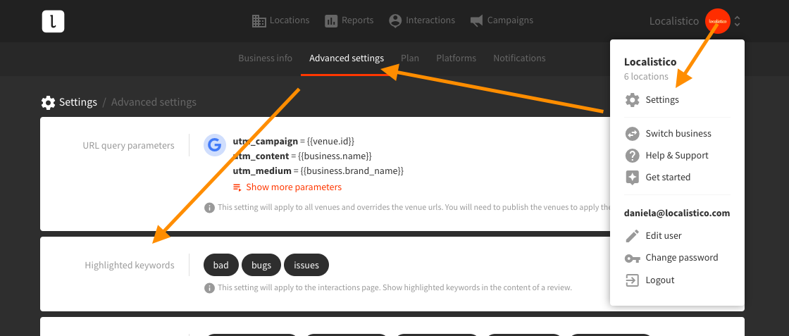 How to set highlighted keywords and how to use them?